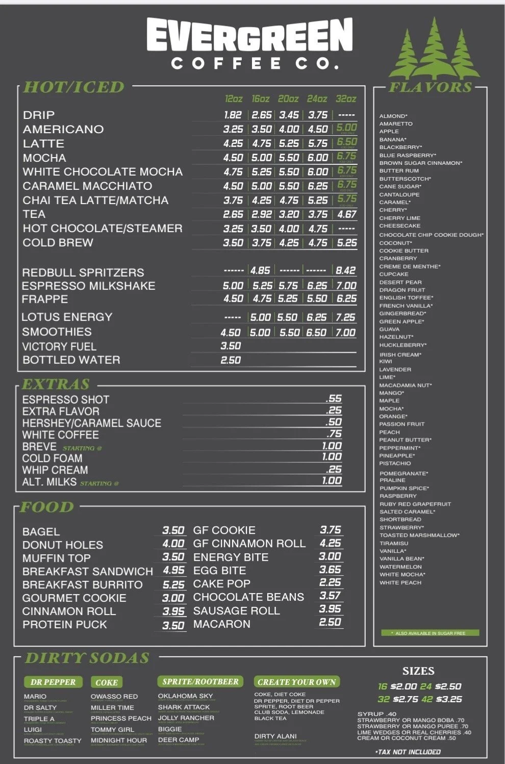 Menu — Evergreen Coffee Co.