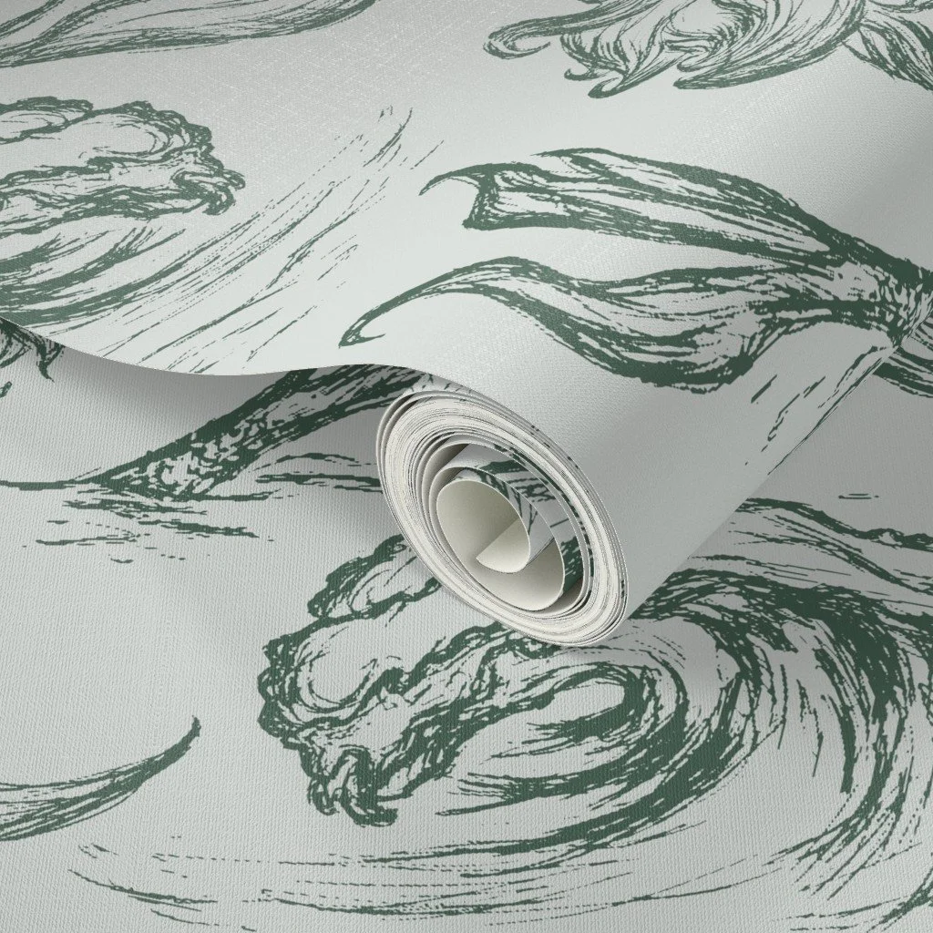 Beach waves nautical inspired wallpaper pattern — Rose Lindo