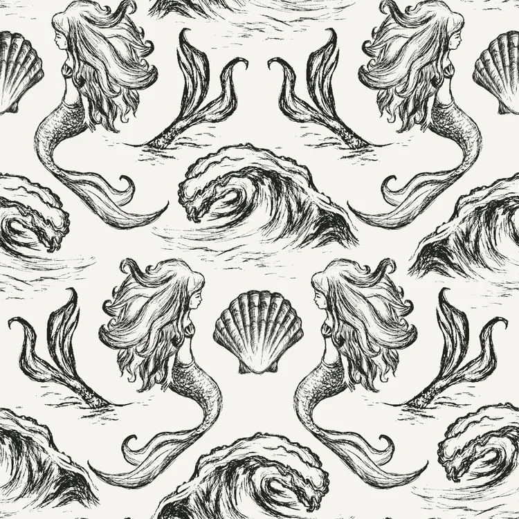 Custom Beach Wallpaper for Coastal Homes in gold. Seaside pattern with ...