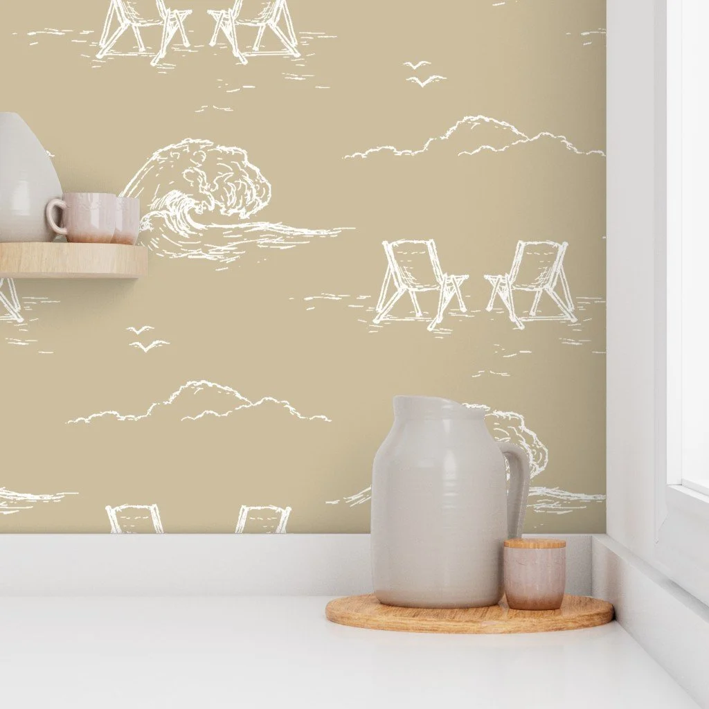 Beach waves nautical inspired wallpaper pattern — Rose Lindo