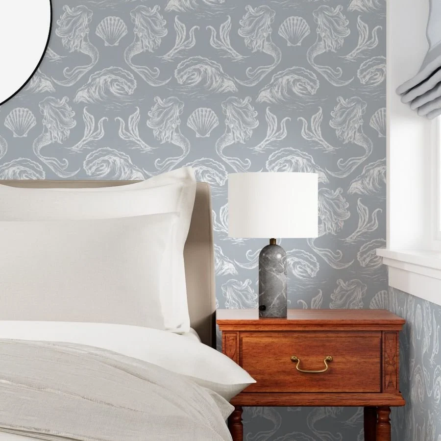 Beach and Coastal wallpaper pattern with adirondack chairs, waves, and ...