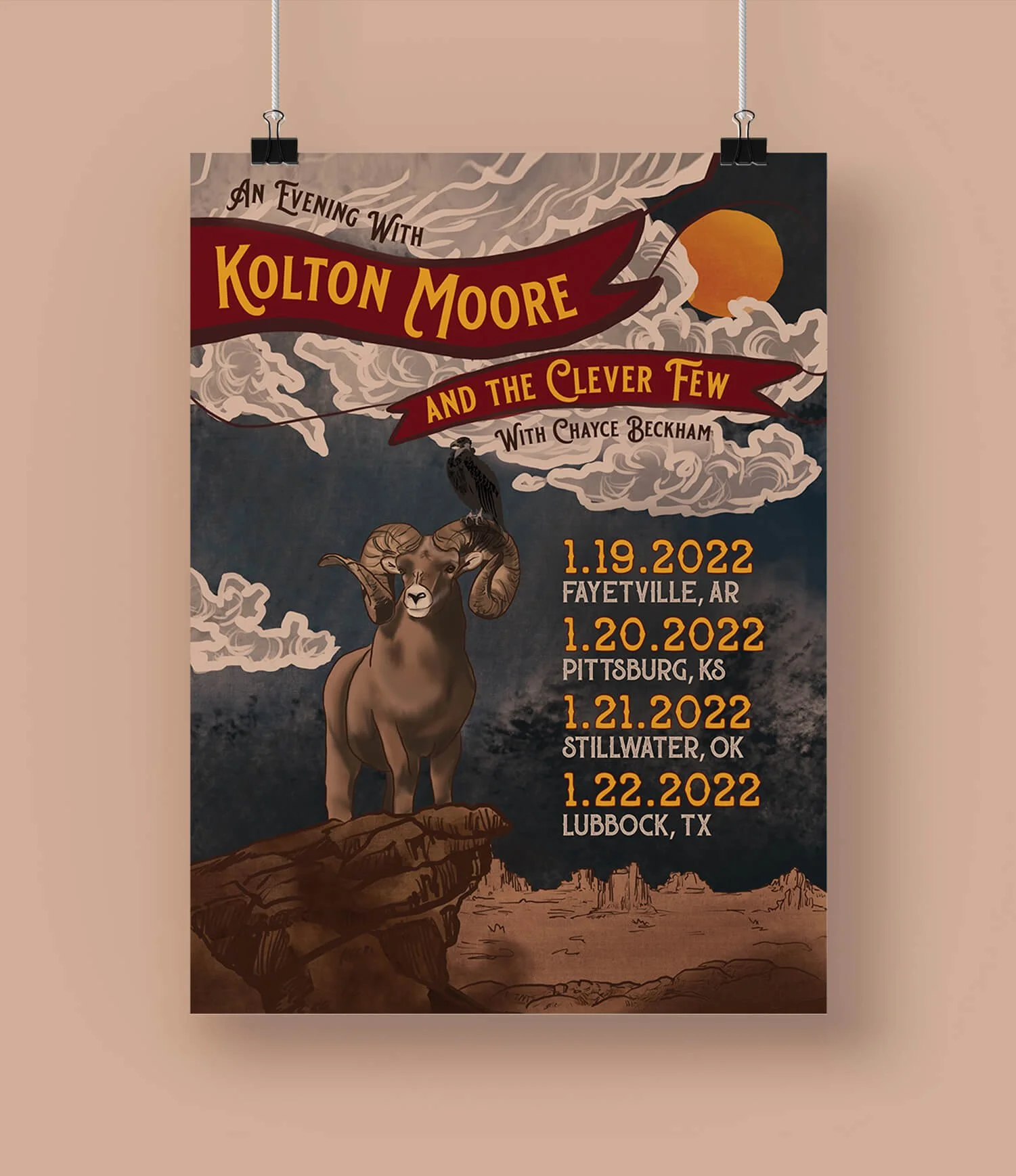 Tour Poster and Merch Design for Kolton Moore & the Clever Few — Steep ...