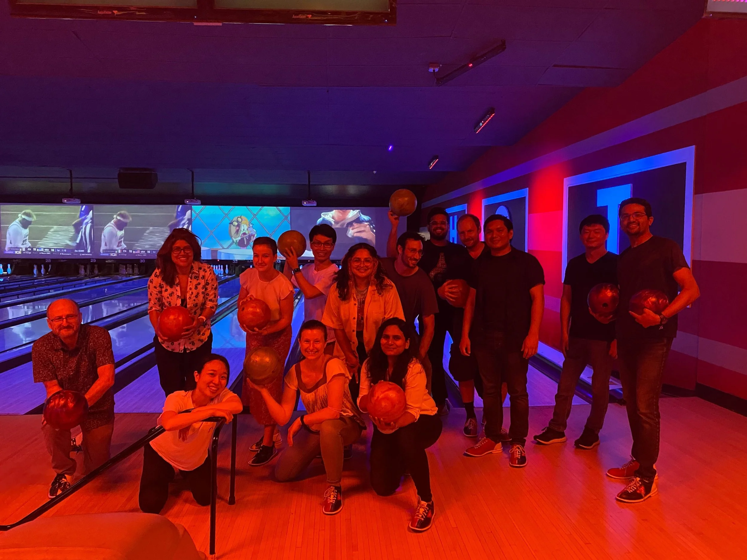 Lab bowling party — Meyer & Teruel Laboratories