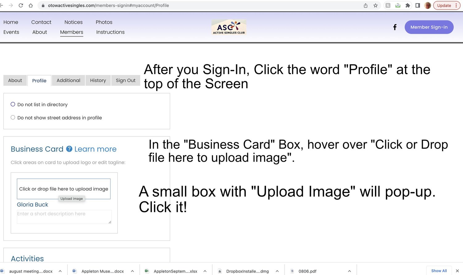 How to Add Your Photo to the Directory — OTOW Active Singles Club
