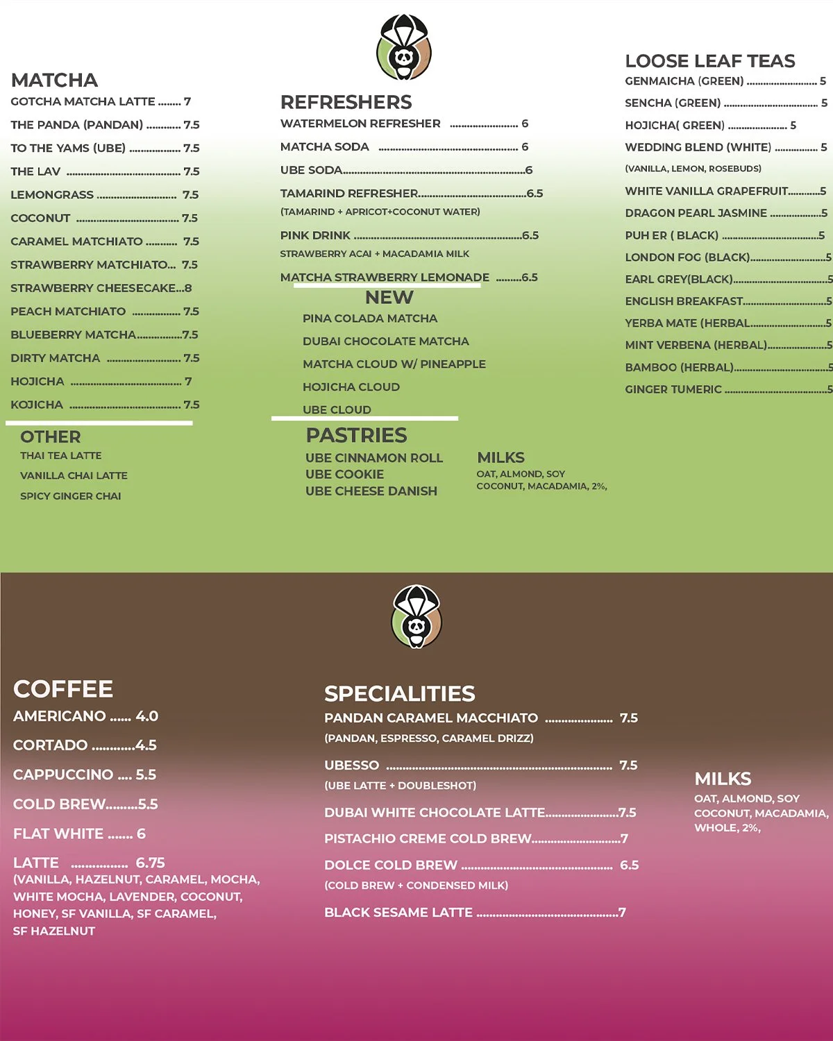 Menu 1 — Gotcha Matcha