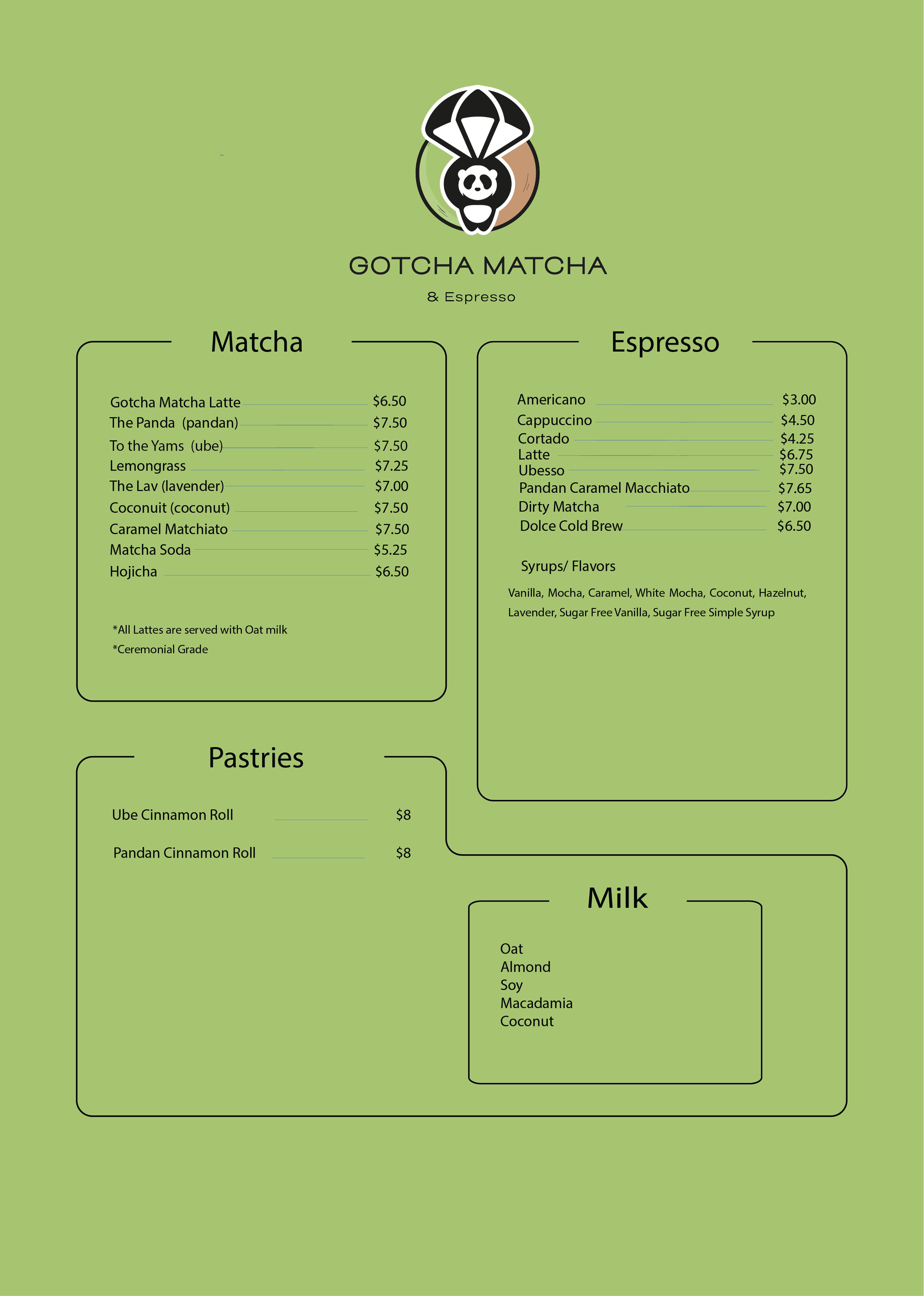 Menu 1 — Gotcha Matcha