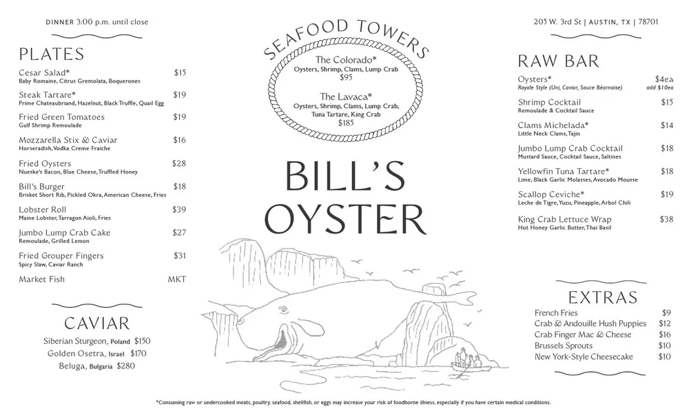 MENU — Bill's Oyster