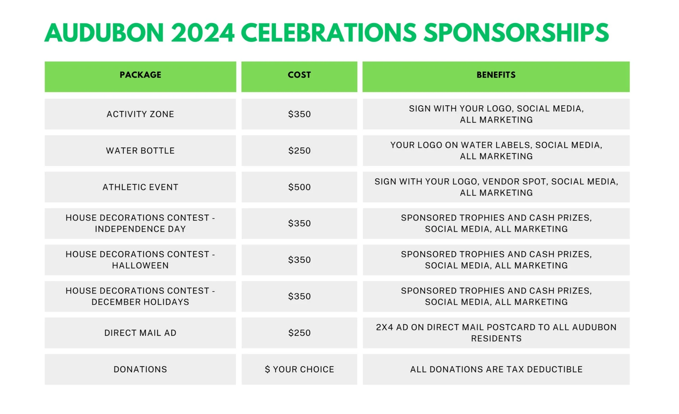 Sponsorship Information — Audubon Civic REACH