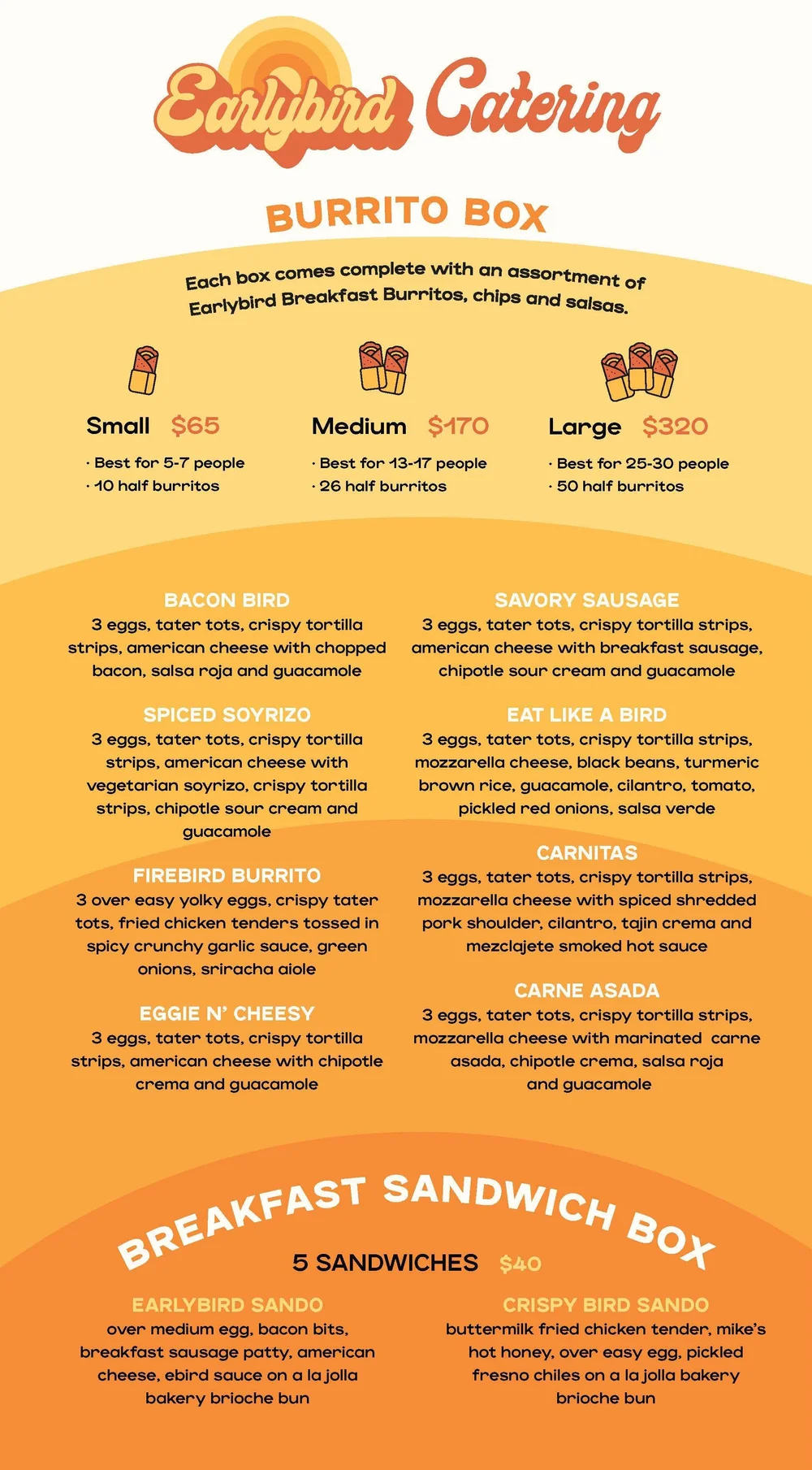 La Jolla Catering | Breakfast Burritos + Bowls — Earlybird Breakfast Burritos