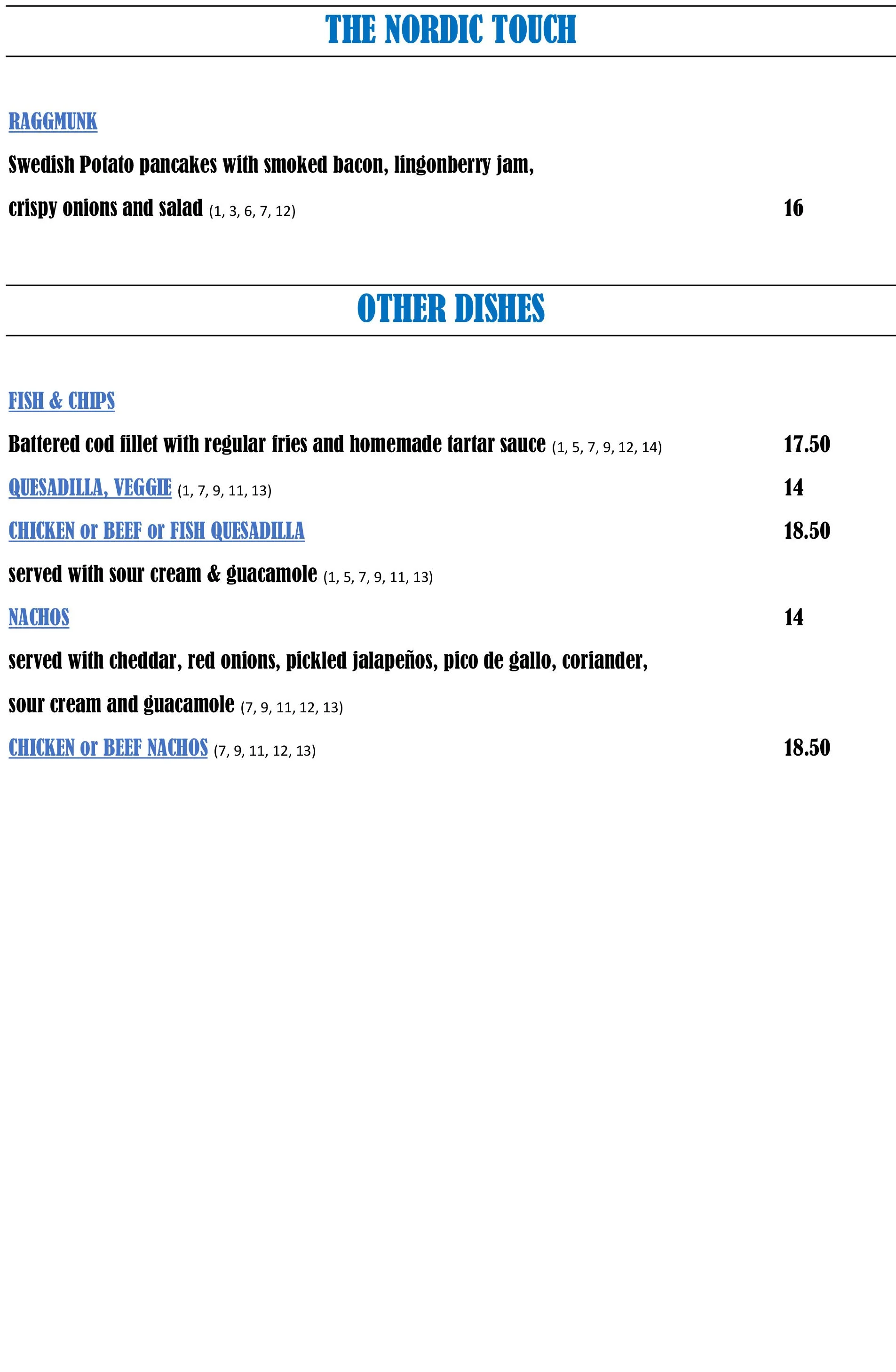 Food — Crossfire Bar