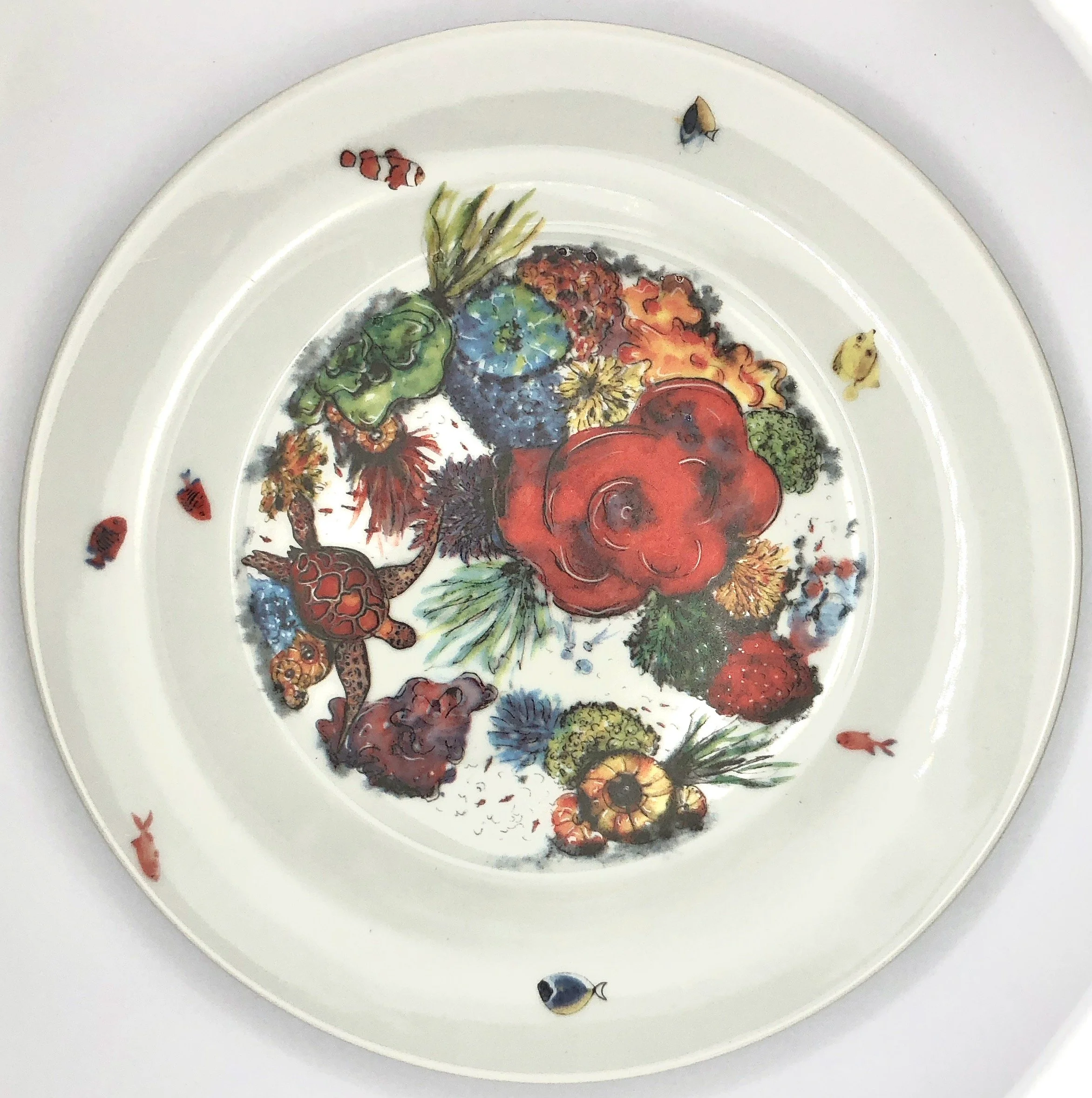 Upcycled dessert plate with a coral reef — The Jolly Upcycler
