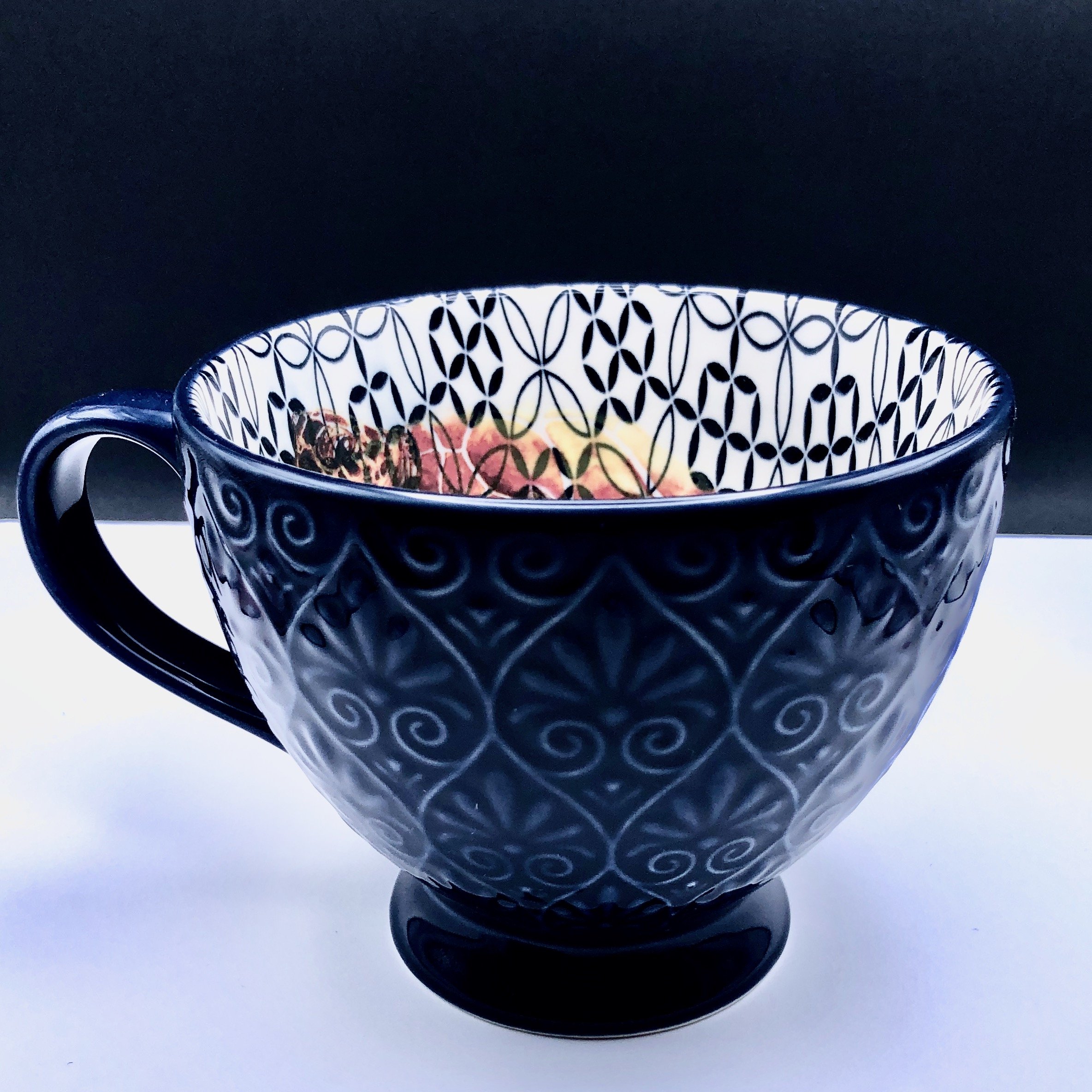 Upcycled blue mug with turtle — The Jolly Upcycler