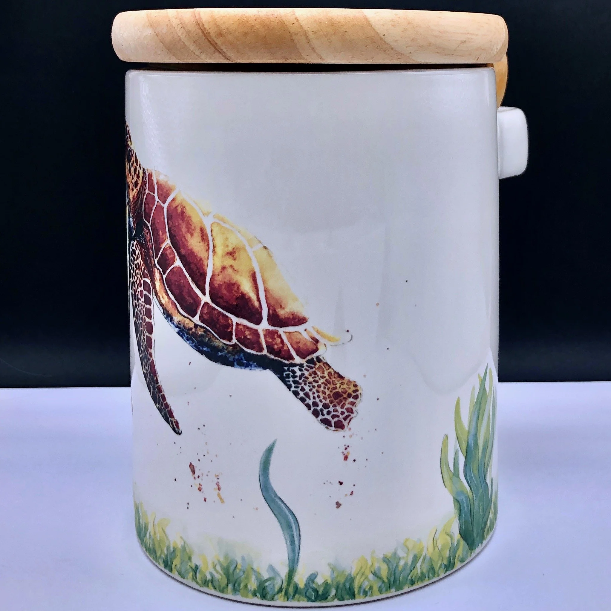 Upcycled blue mug with turtle — The Jolly Upcycler