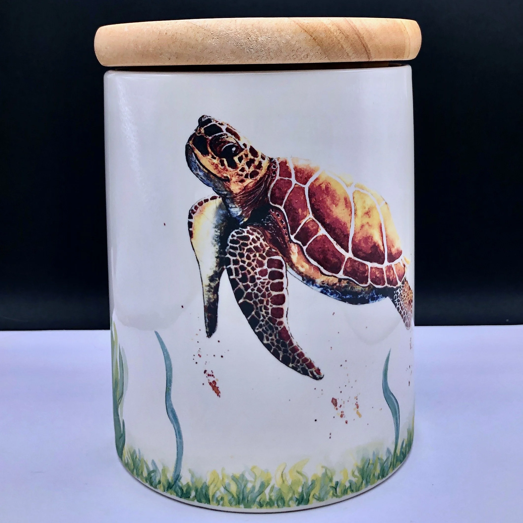 Upcycled blue mug with turtle — The Jolly Upcycler