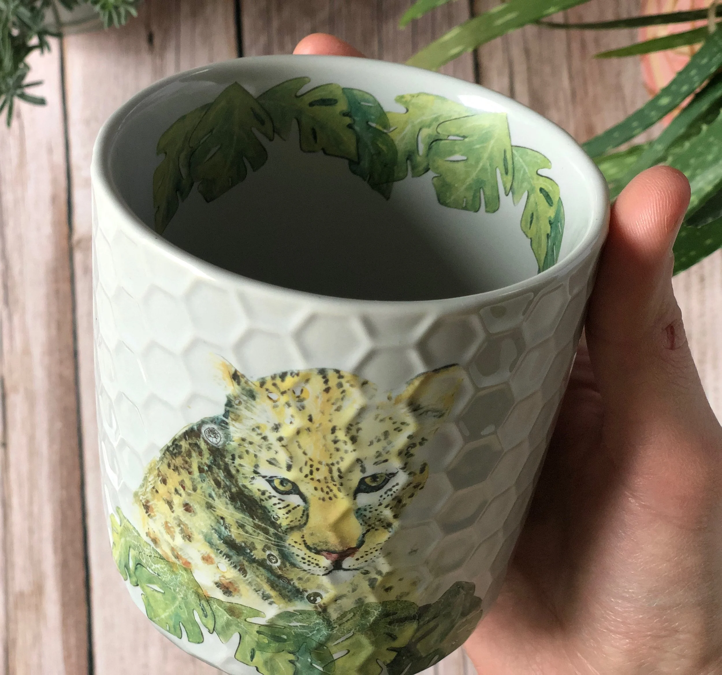 Upcycled grey container with a leopard — The Jolly Upcycler