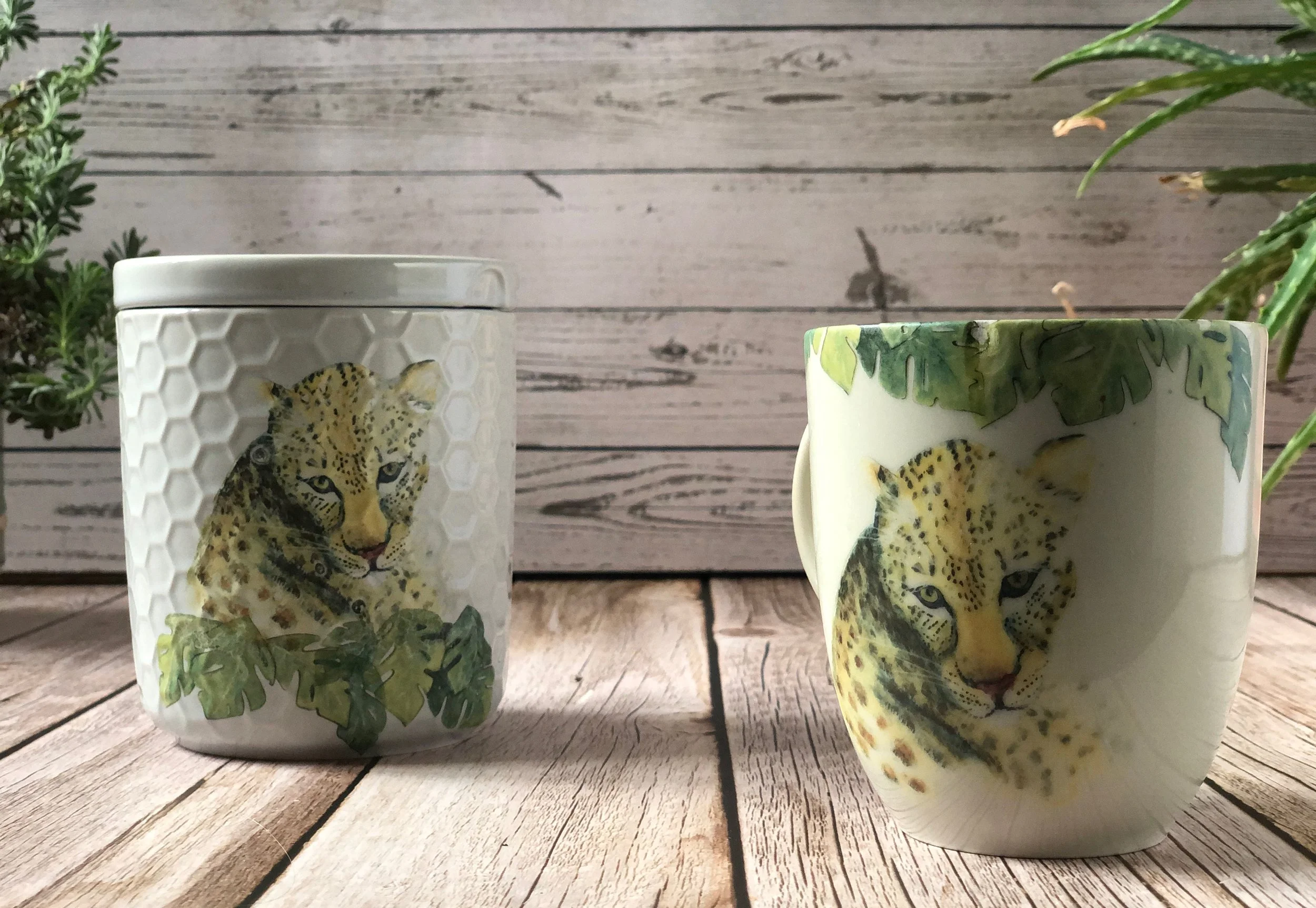Upcycled grey container with a leopard — The Jolly Upcycler