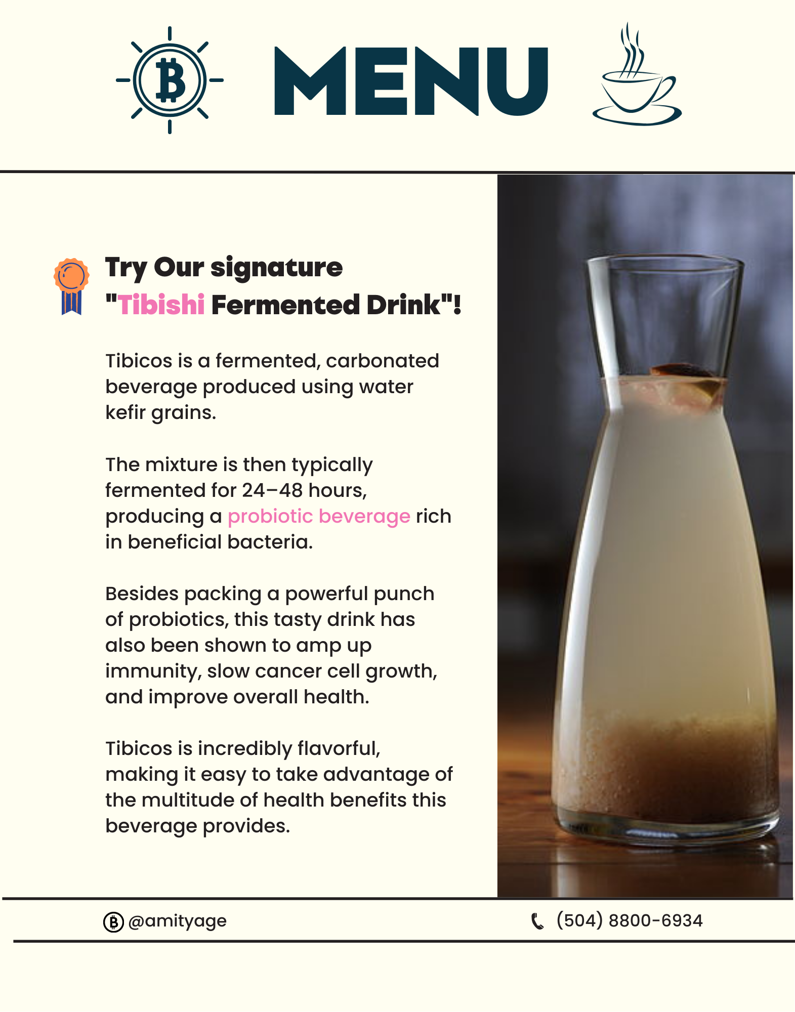 Bitcoin Cafe Menu — AmityAge Academy