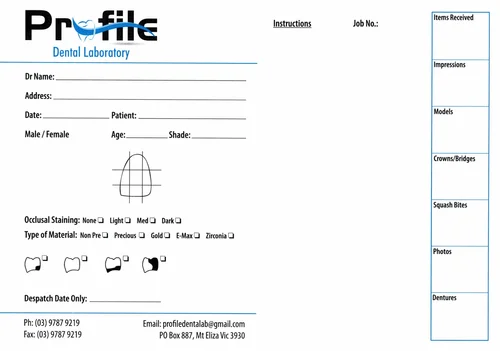 Download Lab Sheets — Profile Dental lab