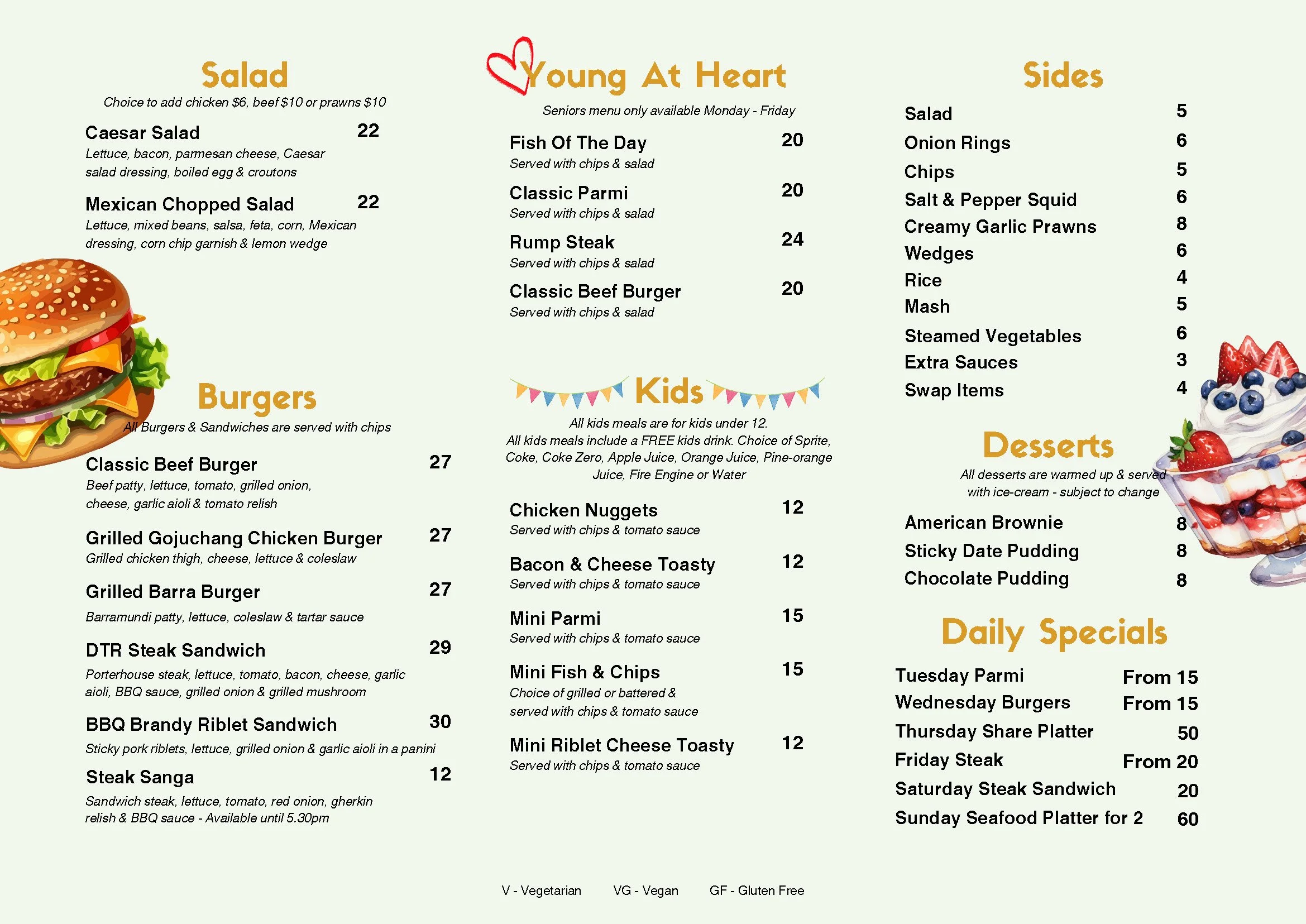 Menu — Down The Road Bar and Grill