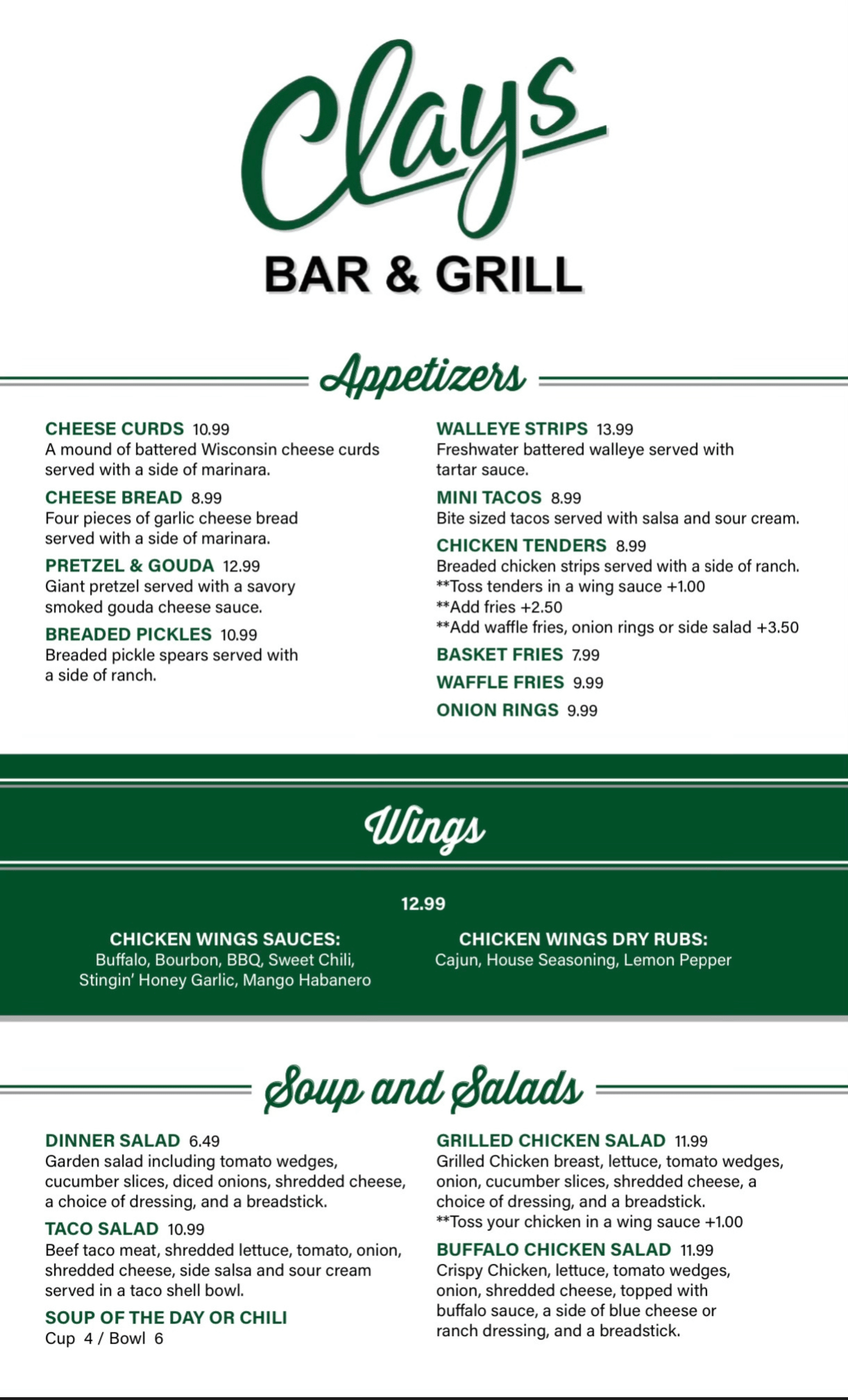 Rockford, MN Restaurant & Bar — Clays Bar and Grill