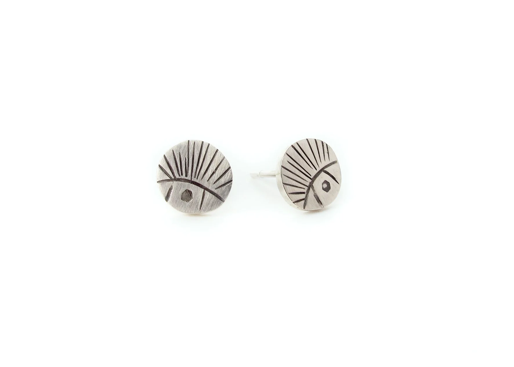 stamped eye disc studs — Susan Ewington Jewellery