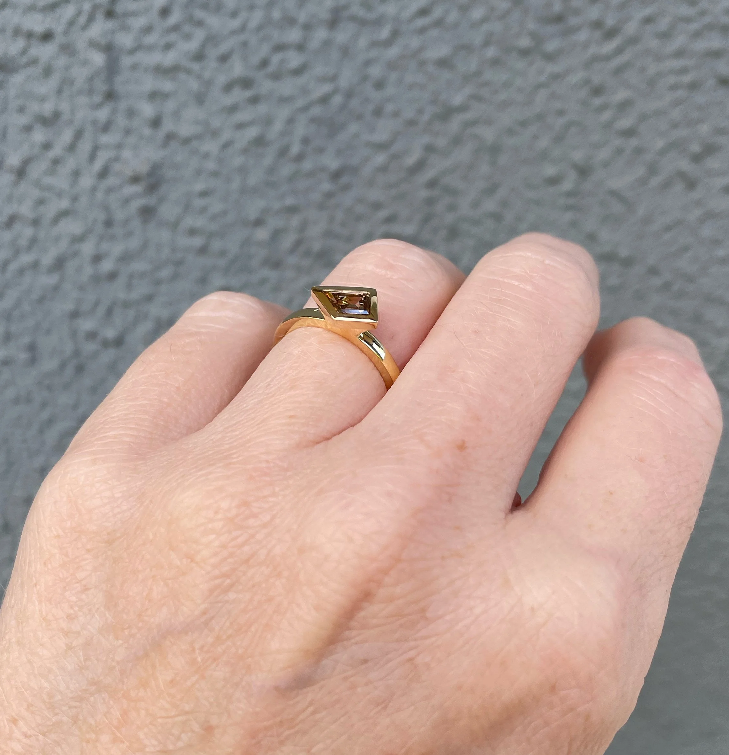 Whistle cut champagne Argyle diamond ring — Susan Ewington Jewellery