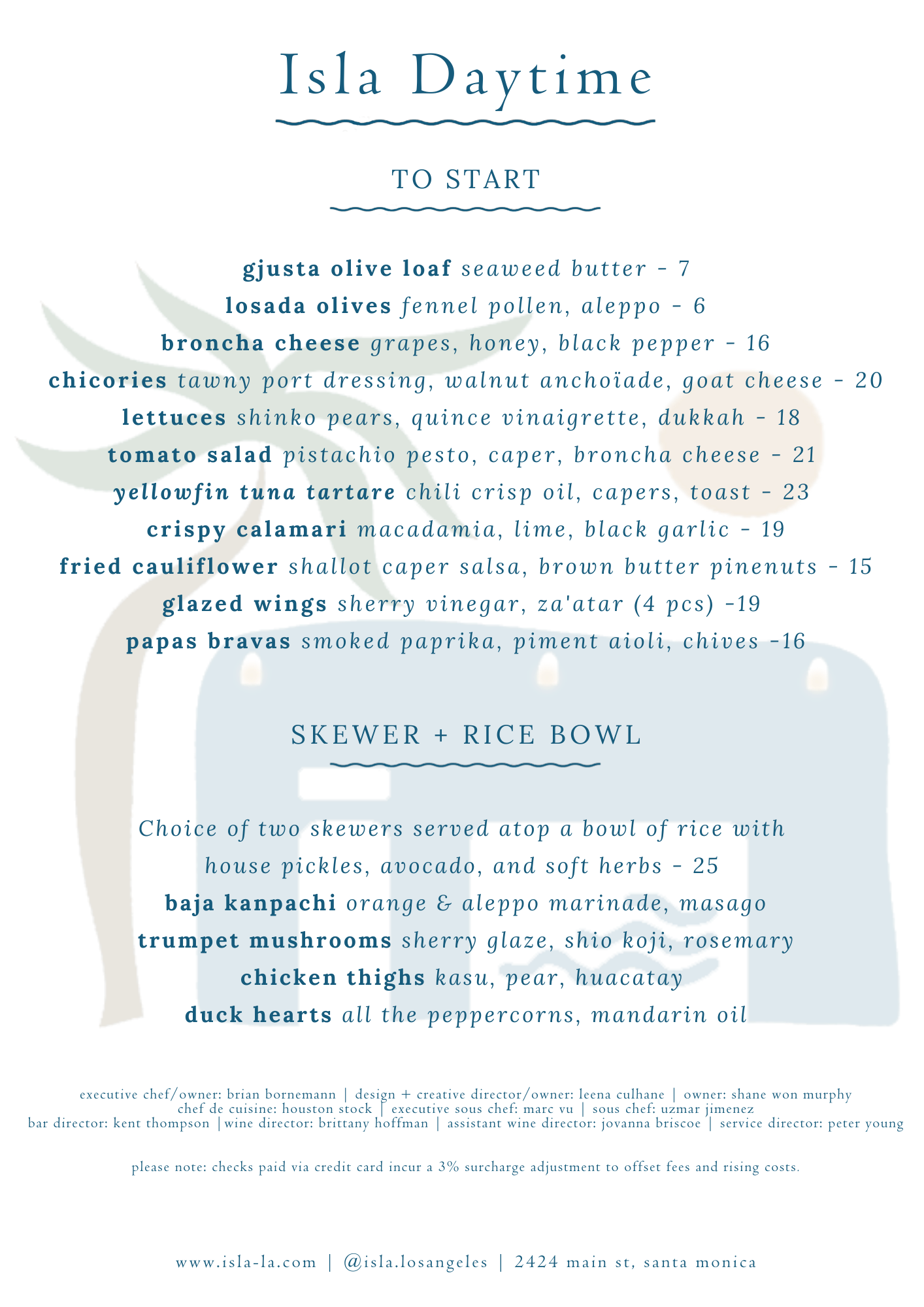 Menu — ISLA
