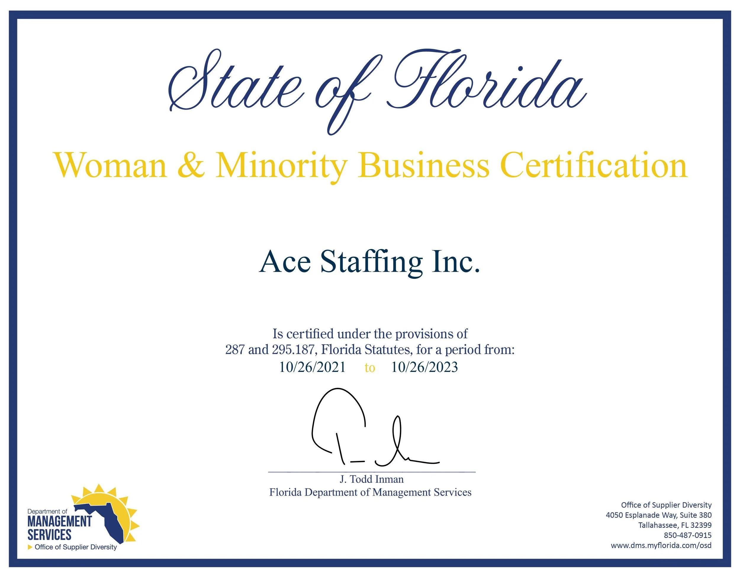 Certifications — ACE Staffing