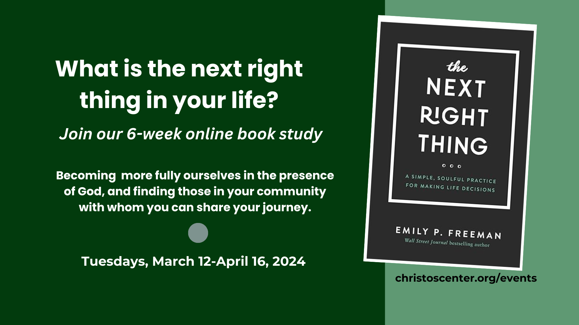 The Next Right Thing Book Study - March 12 - April 16, 2024 - Online ...