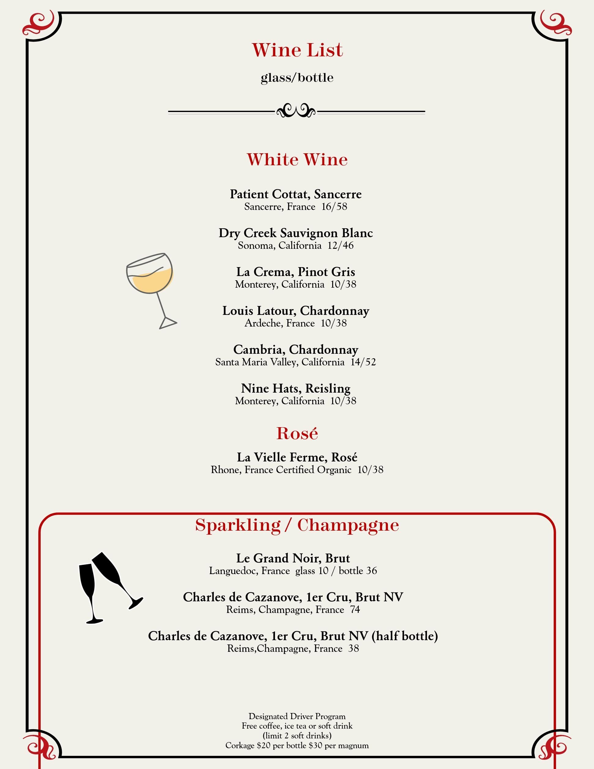 Wine & Beer List | Choose from a Wide Selection at Canyon Bistro ...