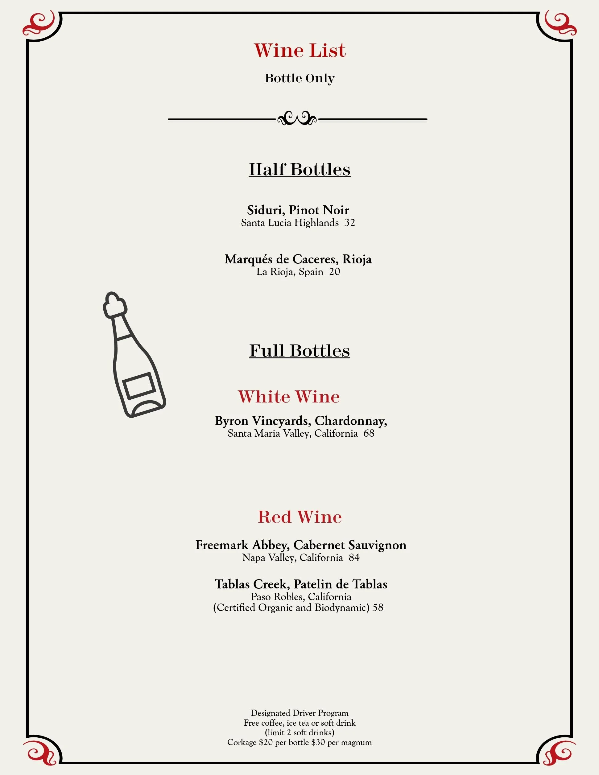 Wine & Beer List | Choose from a Wide Selection at Canyon Bistro ...