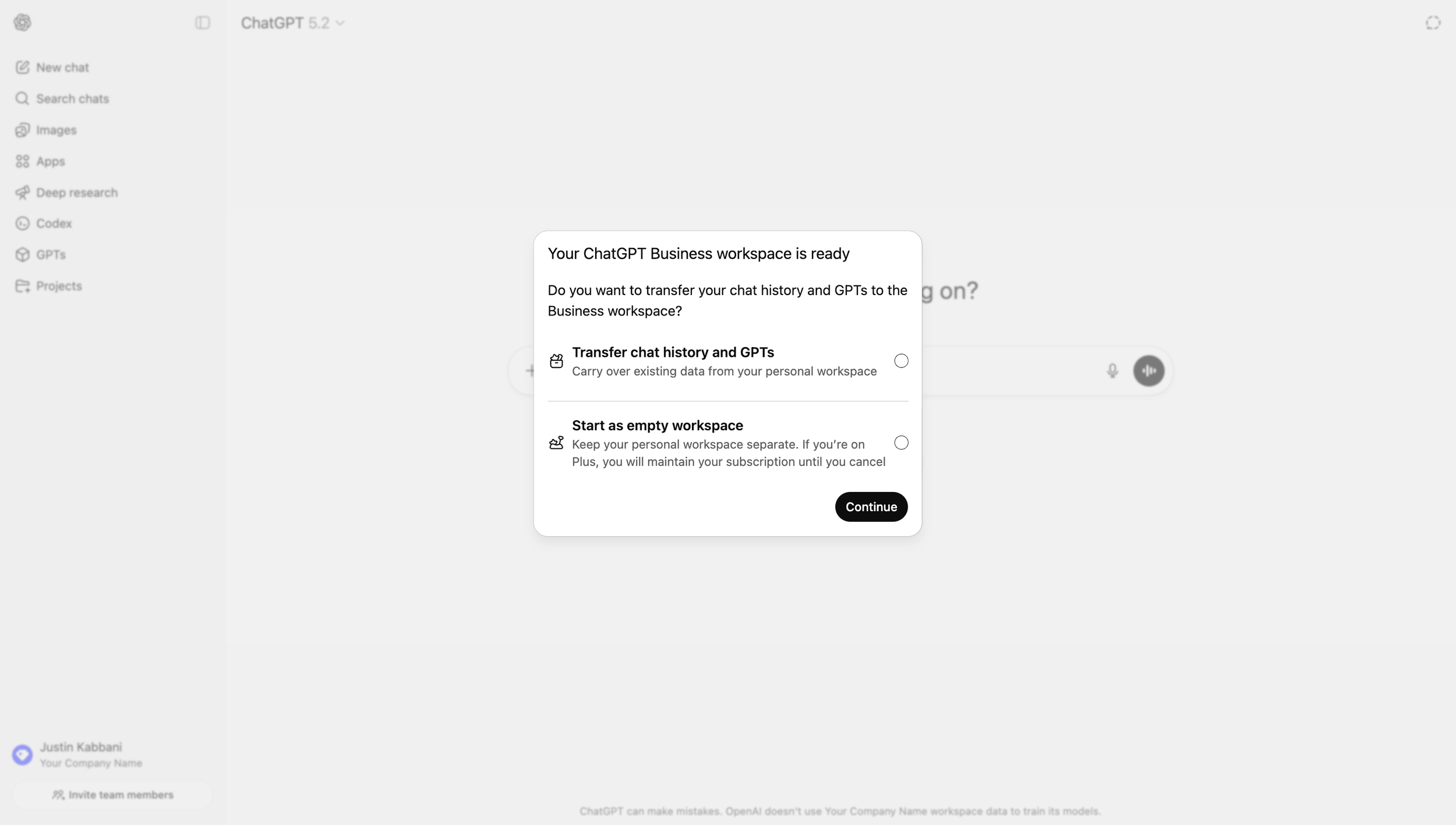 Setting up ChatGPT Business — Justin Kabbani