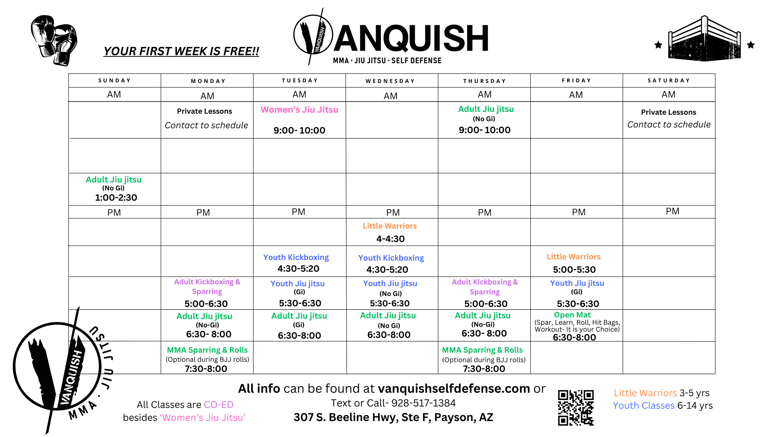 Schedule — Vanquish MMA & Jiu Jitsu