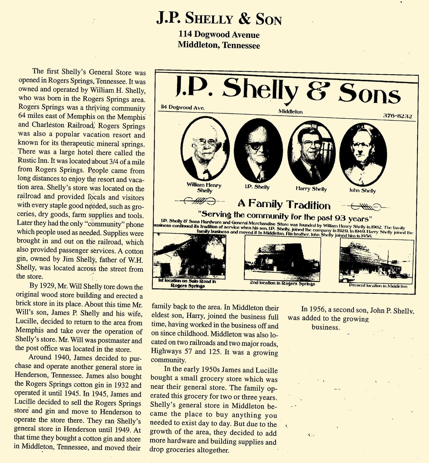 HISTORY — JP Shelly & Sons
