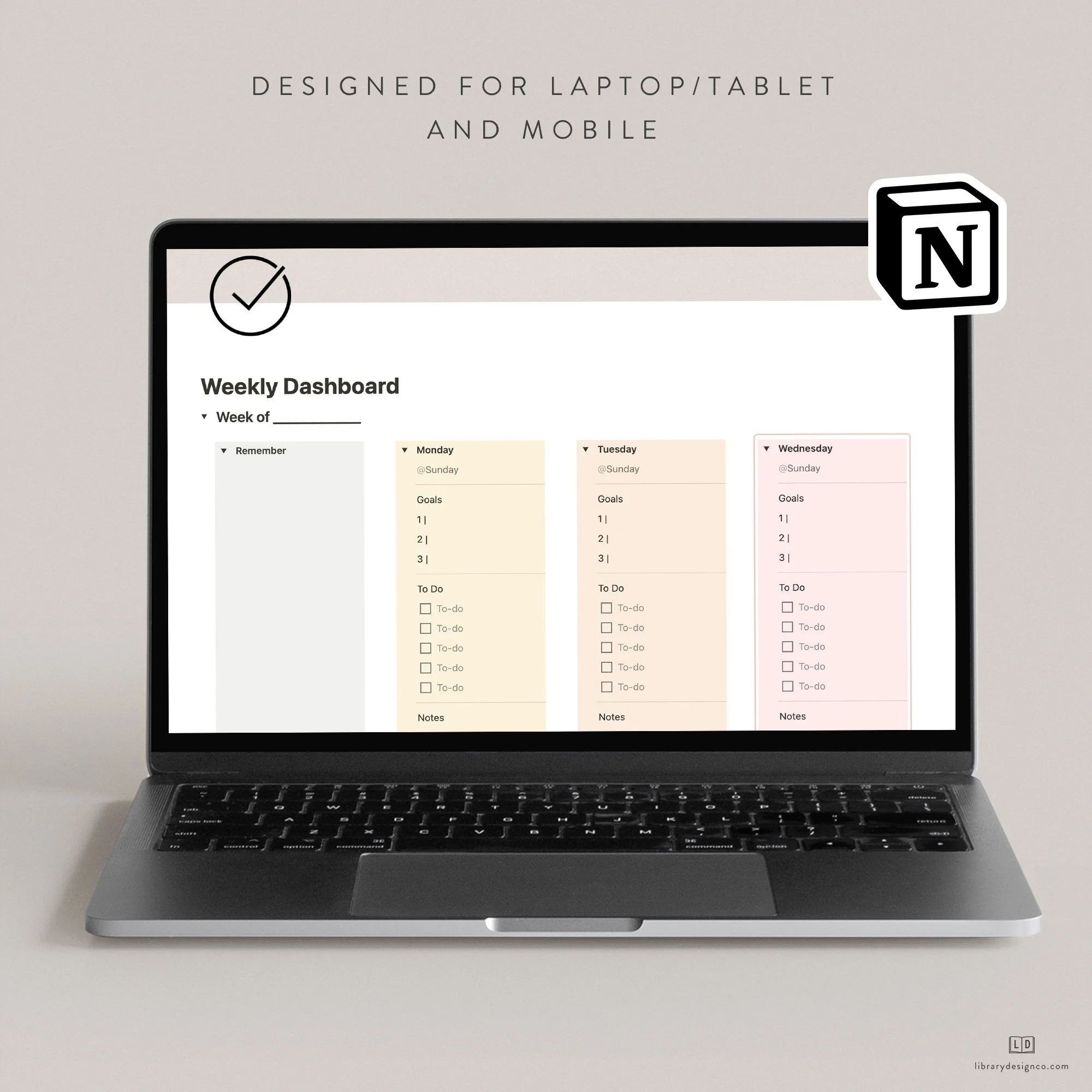 Weekly Dashboard Notion Template — Library Design Co