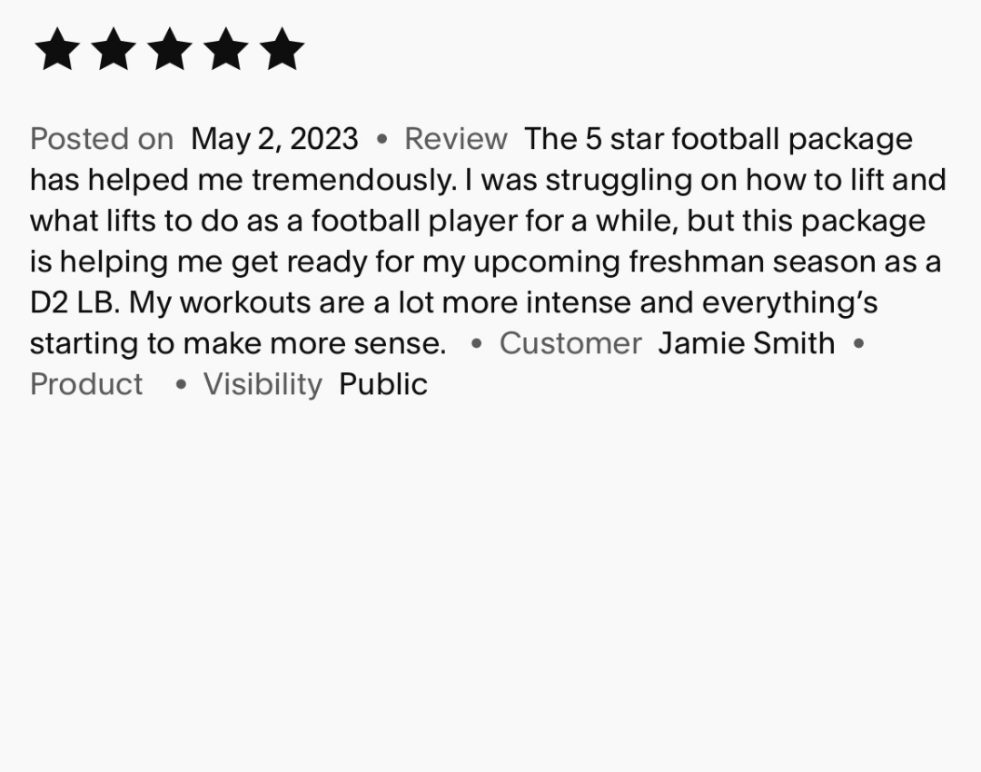 5 Star Football Package Reviews — 5 Star Football Package