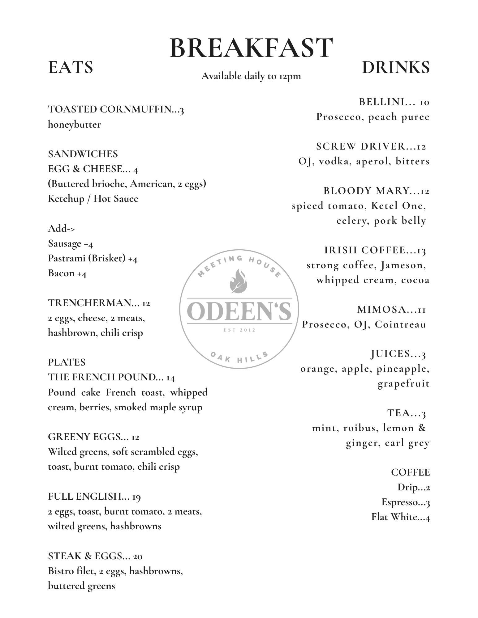 Oak Hills, Norwalk — ODEEN'S RESTAURANTS