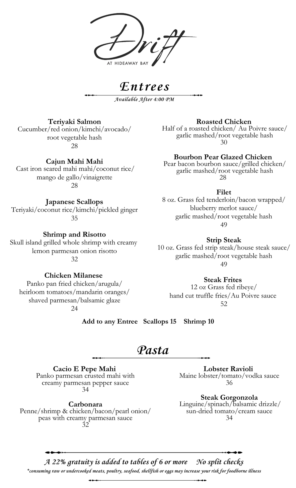 Drift Restaurant — Hideaway Bay Resort