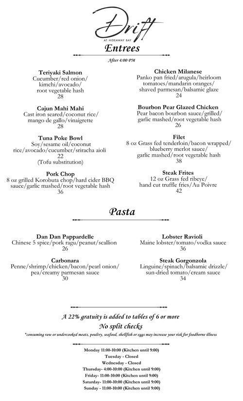 Drift Restaurant — Hideaway Bay Resort