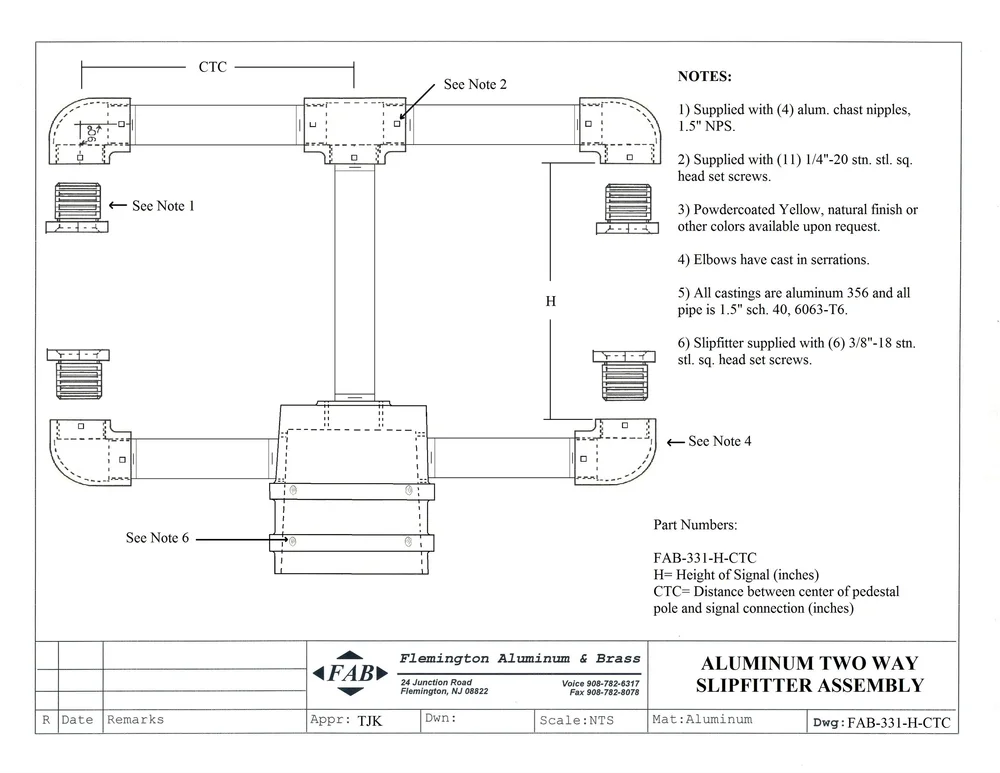 ALUMINUM TWO WAY SLIPFITTER ASSEMBLY — Flemington Aluminum & Brass