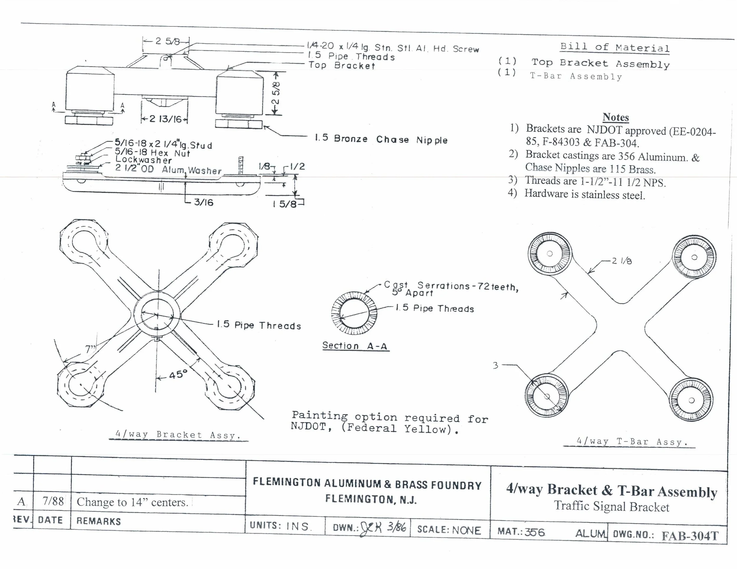4/WAY BRACKET & T-BAR ASSEMBLY TRAFFIC SIGNAL BRACKET — Flemington ...