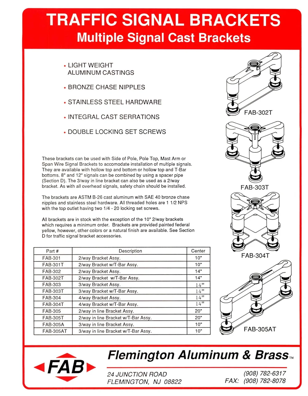 Traffic Signal Brackets "Multiple Signal Cast Brackets" — Flemington ...