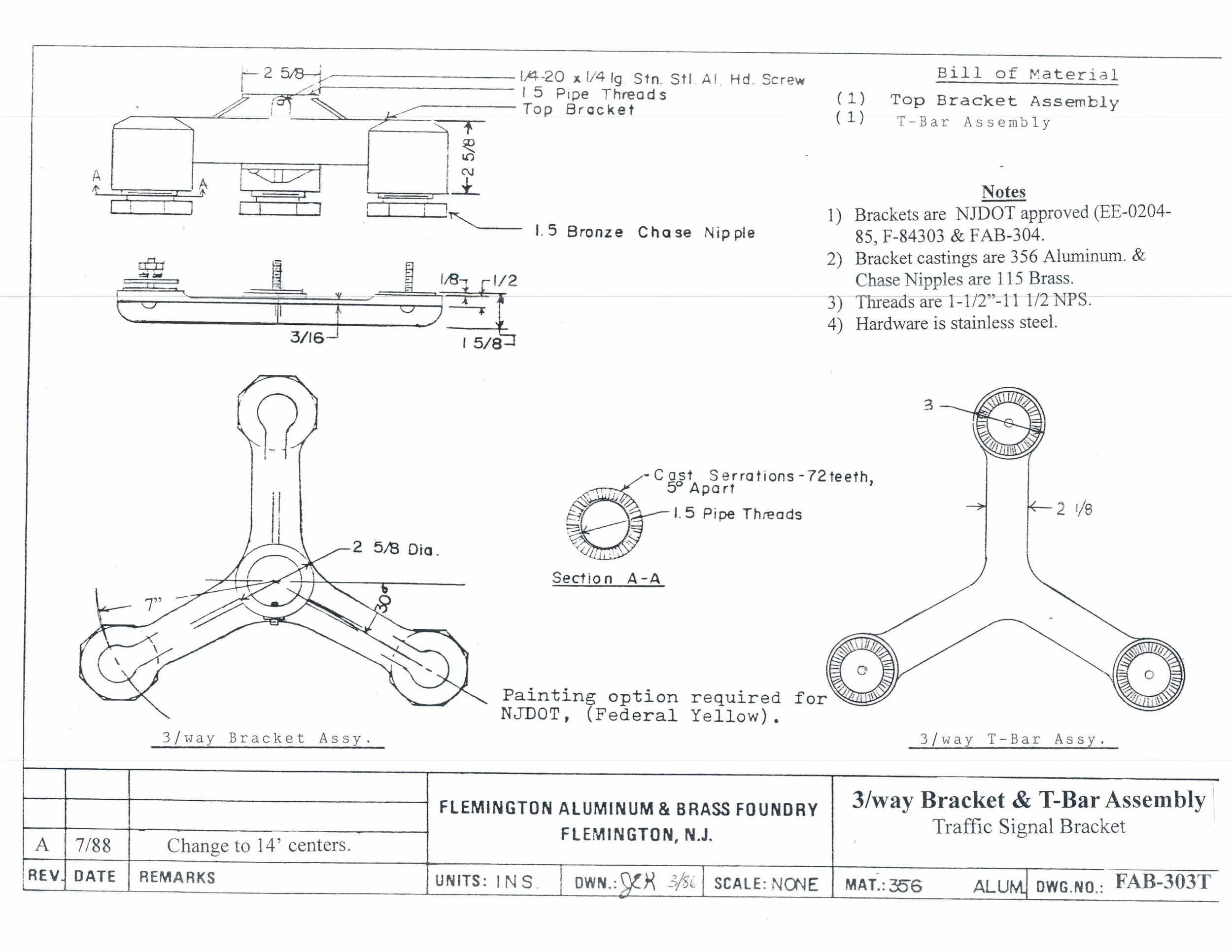 3/WAY BRACKET & T-BAR ASSEMBLY TRAFFIC SIGNAL BRACKET — Flemington ...