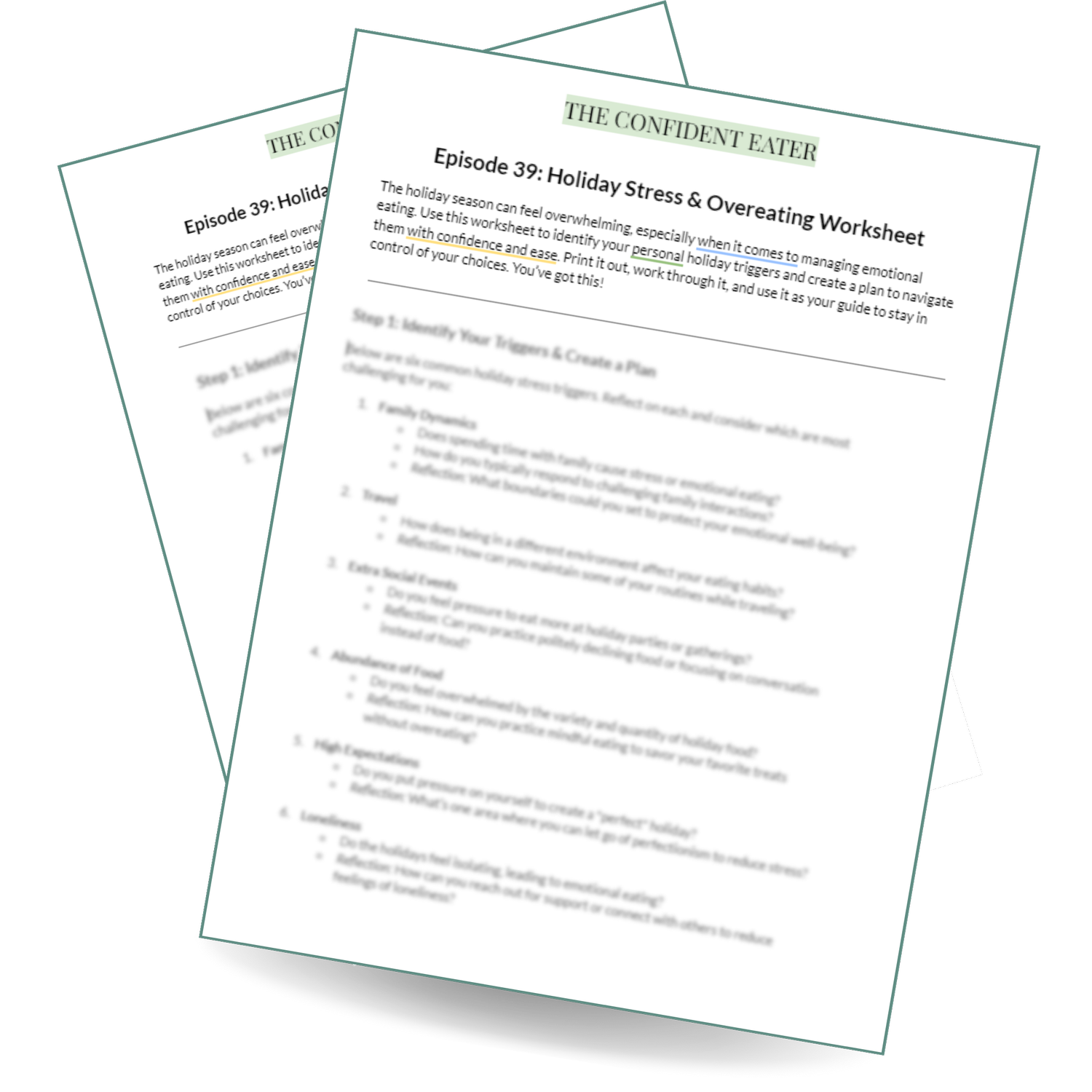 Holiday Stress & Overeating Worksheet — THE CONFIDENT EATER