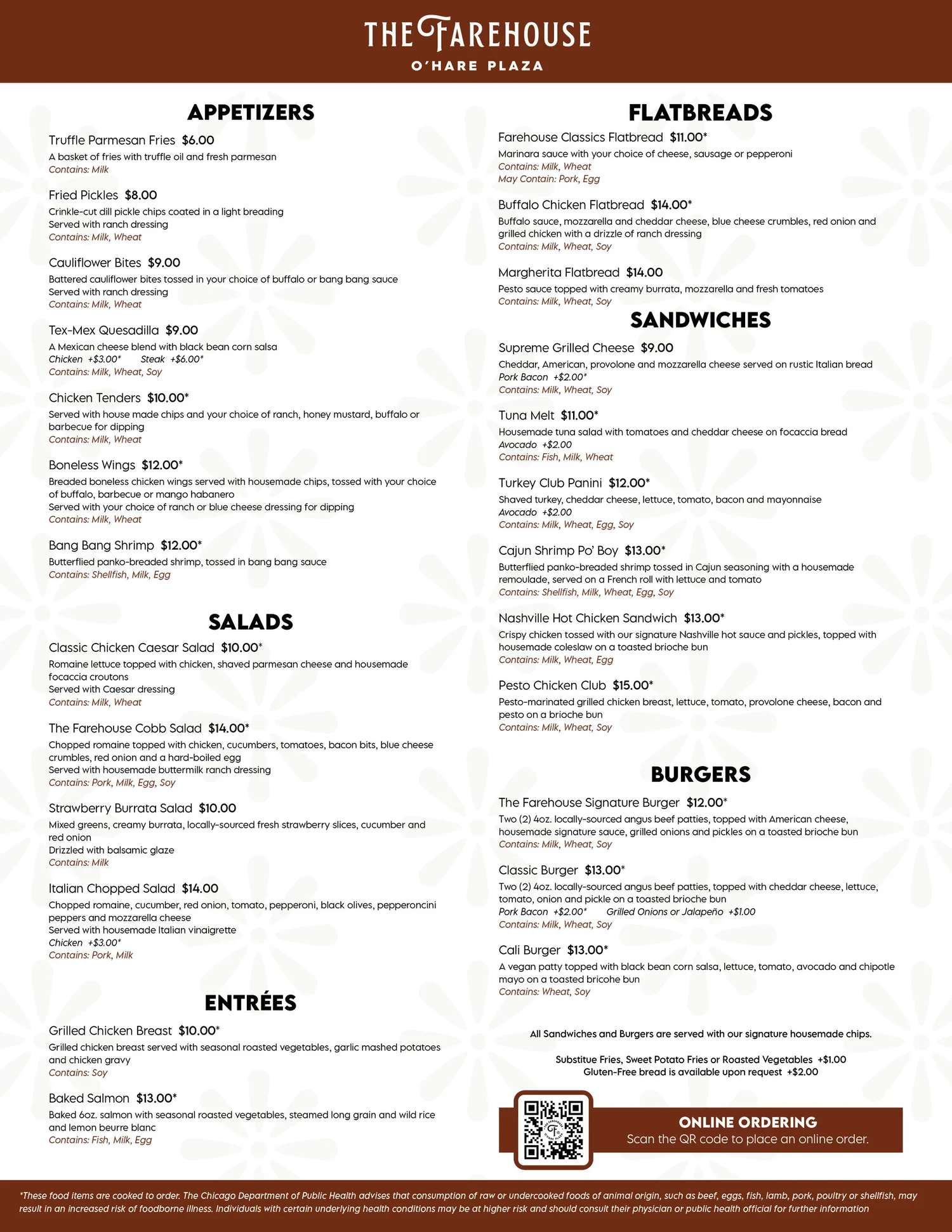 Menus — The Farehouse O'Hare Plaza