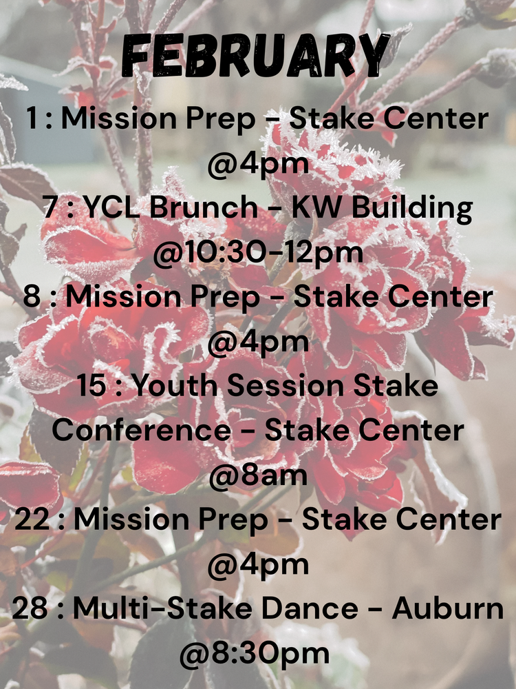 February 2026 Youth Events — Kent Washington Stake