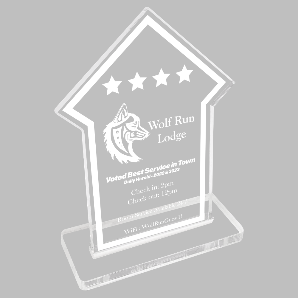 Clear Acrylic Desk Plaque with Base - PLAQUE-AUAB — LaserCutsLine