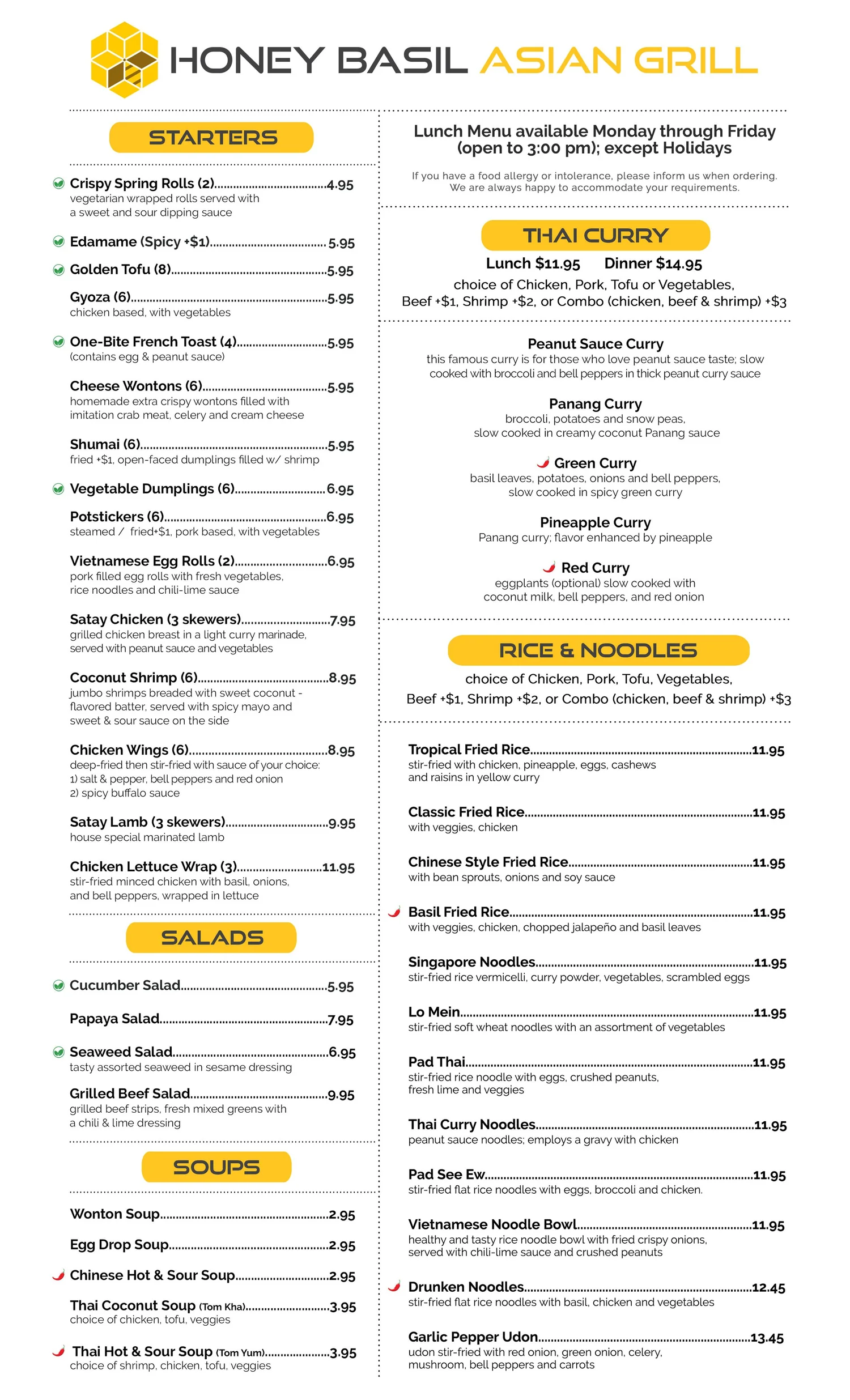 Menu — Honey Basil Asian Grill