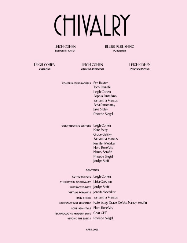 "Is Chivalry is Dead? Or Is It Just Sleeping?" — LEIGH COHEN