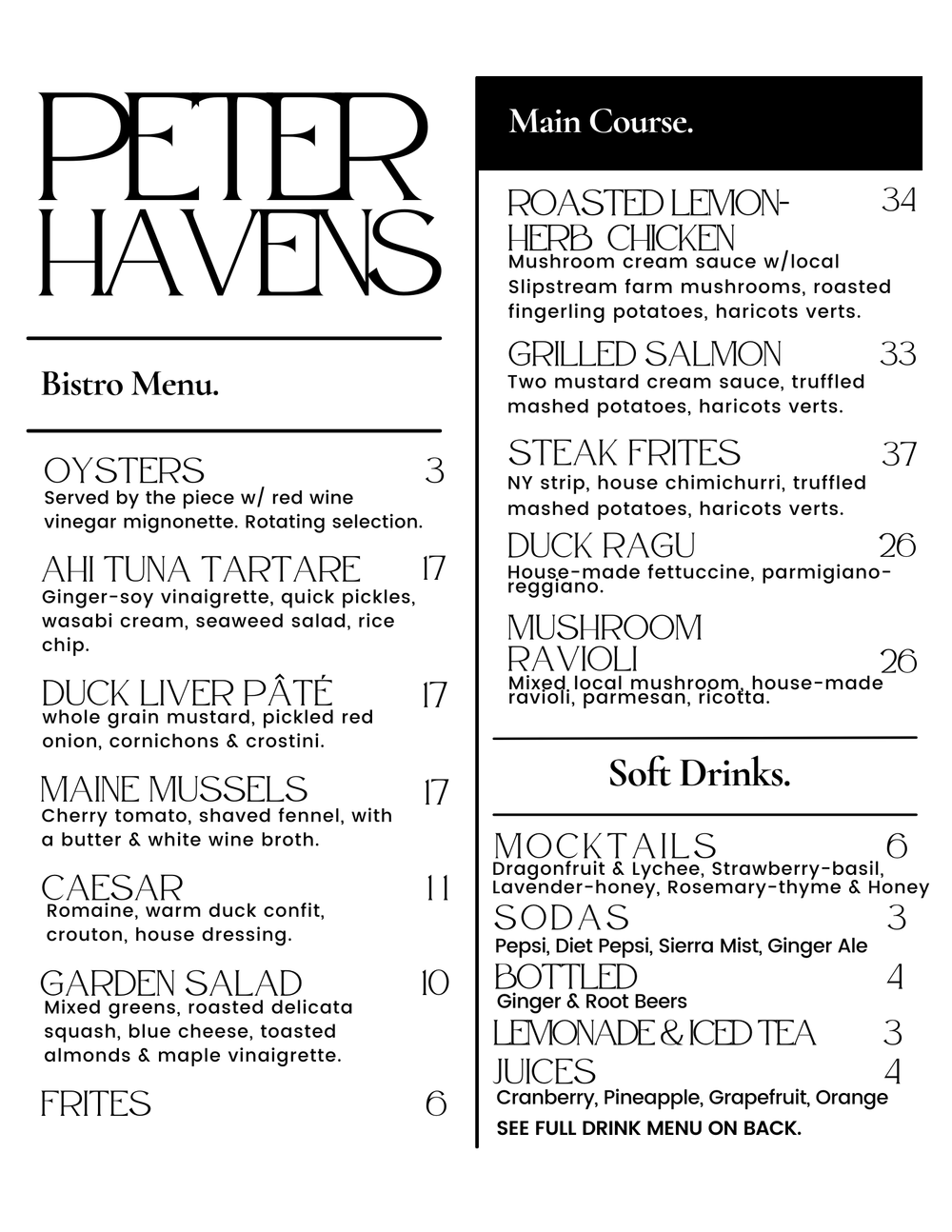 Menu — peter havens